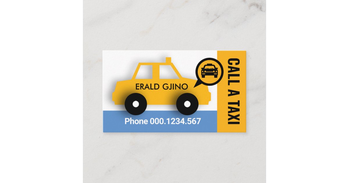 Cute Yellow Taxi Car On Call Business Card | Zazzle