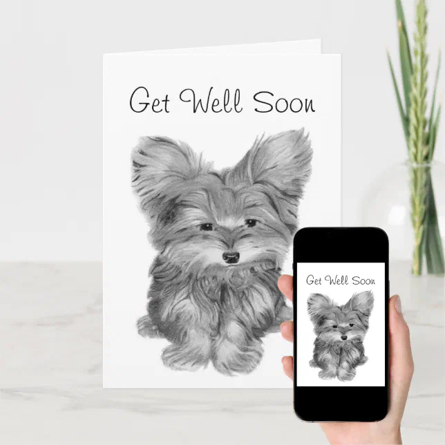 Cute Yorkie Dog Thank you and Get Well Greeting ca Card | Zazzle