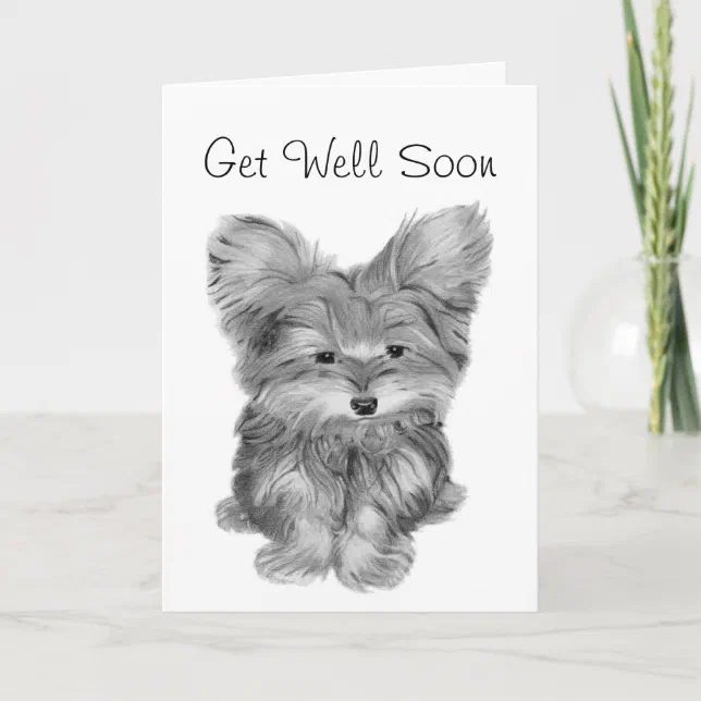 Cute Yorkie Dog Thank you and Get Well Greeting ca Card | Zazzle