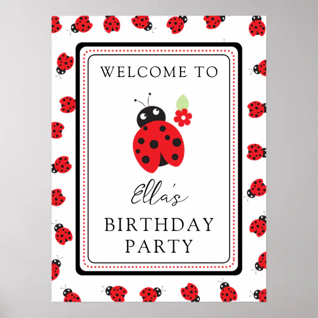 Cutest Little Ladybug Kids Birthday Party Poster | Zazzle