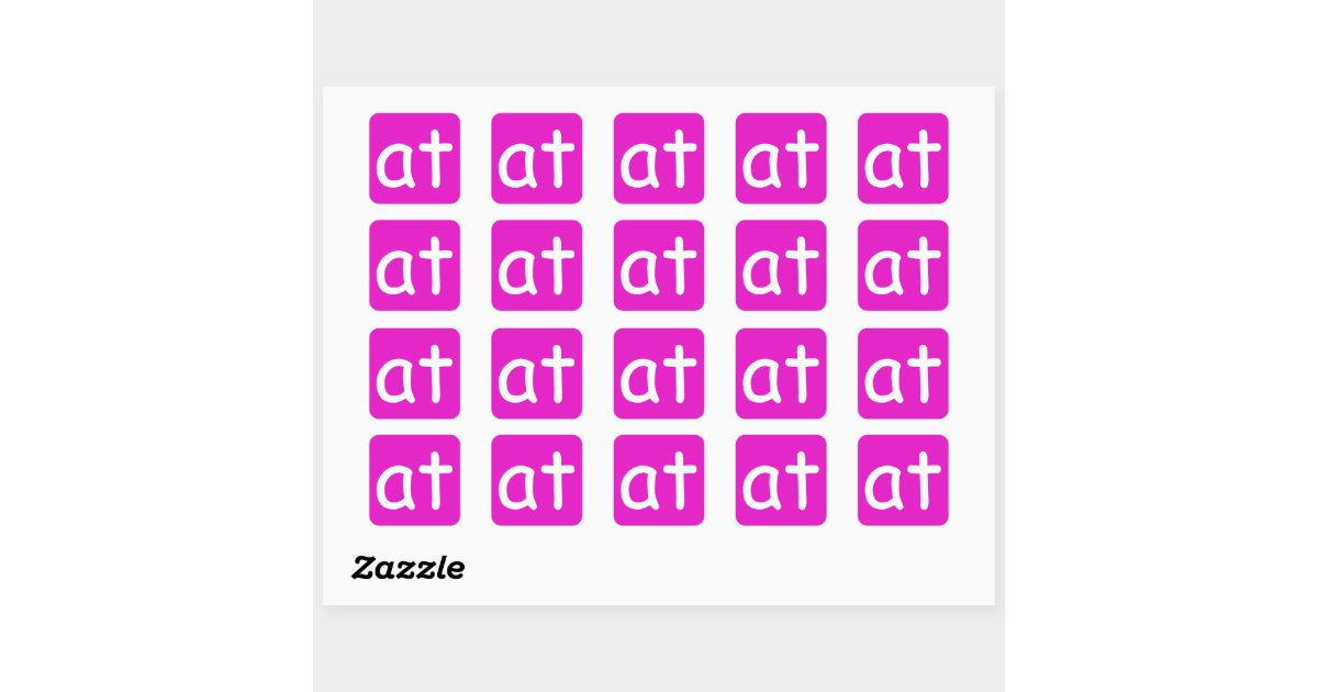 CVC Words ‘-at’ Sticker | Zazzle