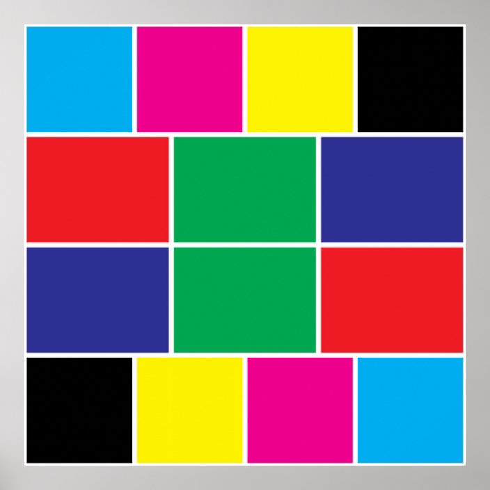 Cyan, magenta yellow, black, red, green, blue poster | Zazzle.co.uk