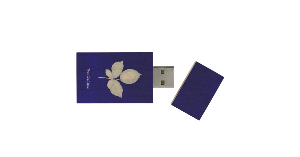 Cyano Print Bramble Leaves Wood USB Flash Drive | Zazzle