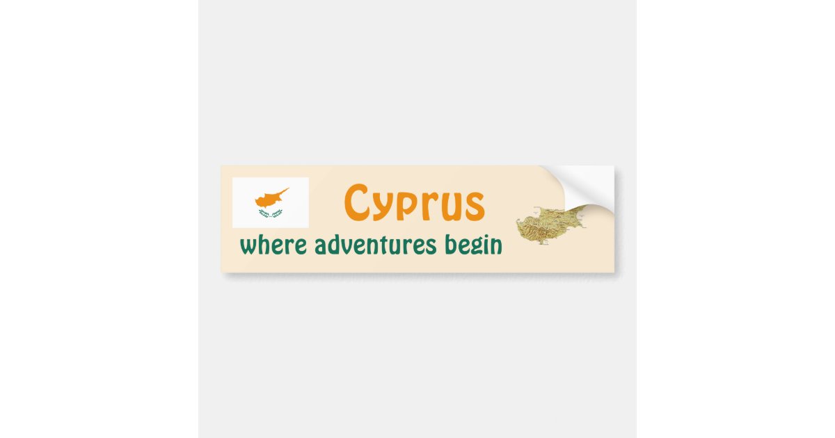 Cyprus Flag + Map Bumper Sticker | Zazzle