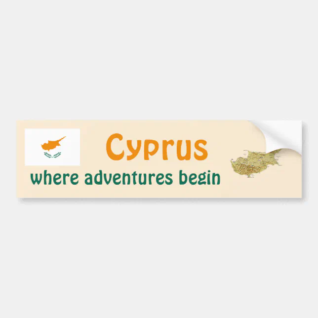 Cyprus Flag + Map Bumper Sticker | Zazzle