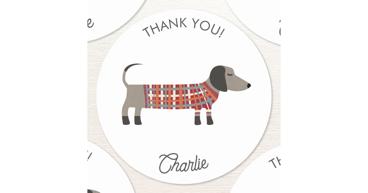Dachshund Wiener Dog Personalised Thank You Classic Round Sticker | Zazzle