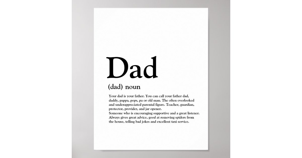 Dad, definition, modern, typography poster | Zazzle