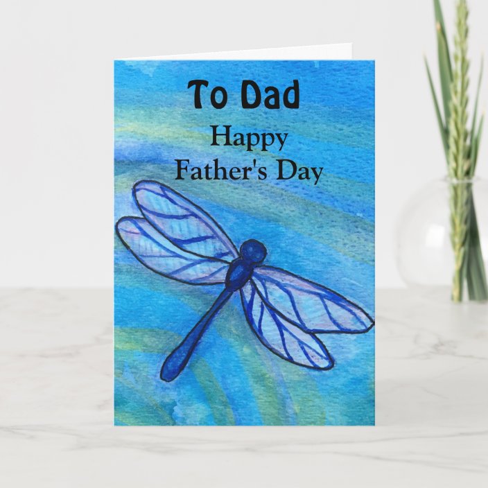 Dad Happy Father's Day Blue Dragonfly Card | Zazzle.co.uk
