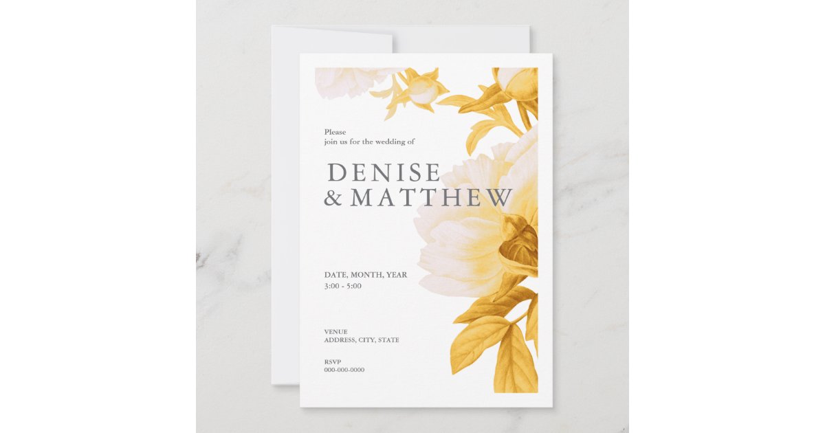 Daffodil Coloured Wedding Invitation | Zazzle