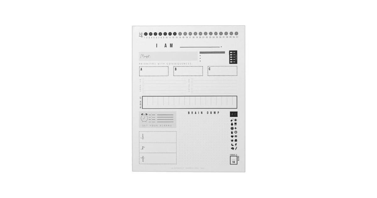 Daily I AM Planner | ADHD + Productivity Planner Notepad | Zazzle