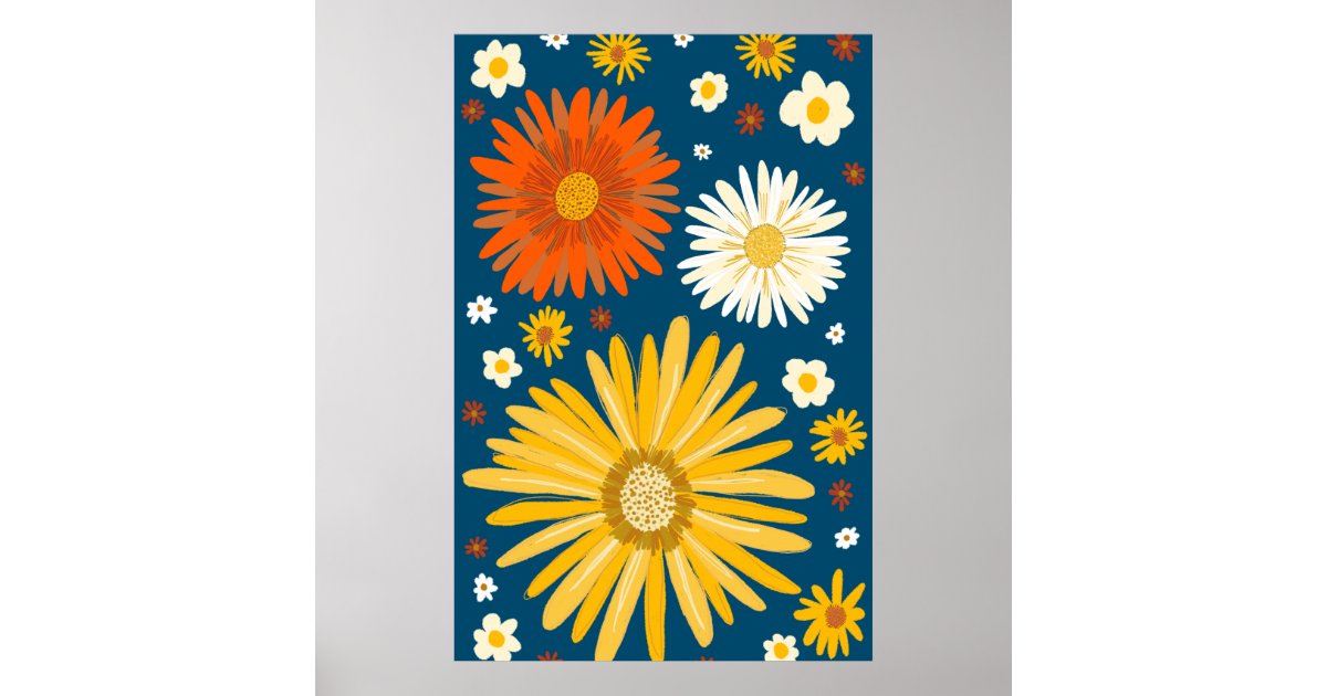 Daisies Daisy Flowers Retro Art Poster | Zazzle