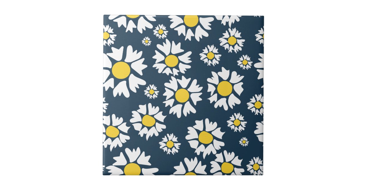 Daisy Pattern, Floral Pattern, White Daisies Tile | Zazzle