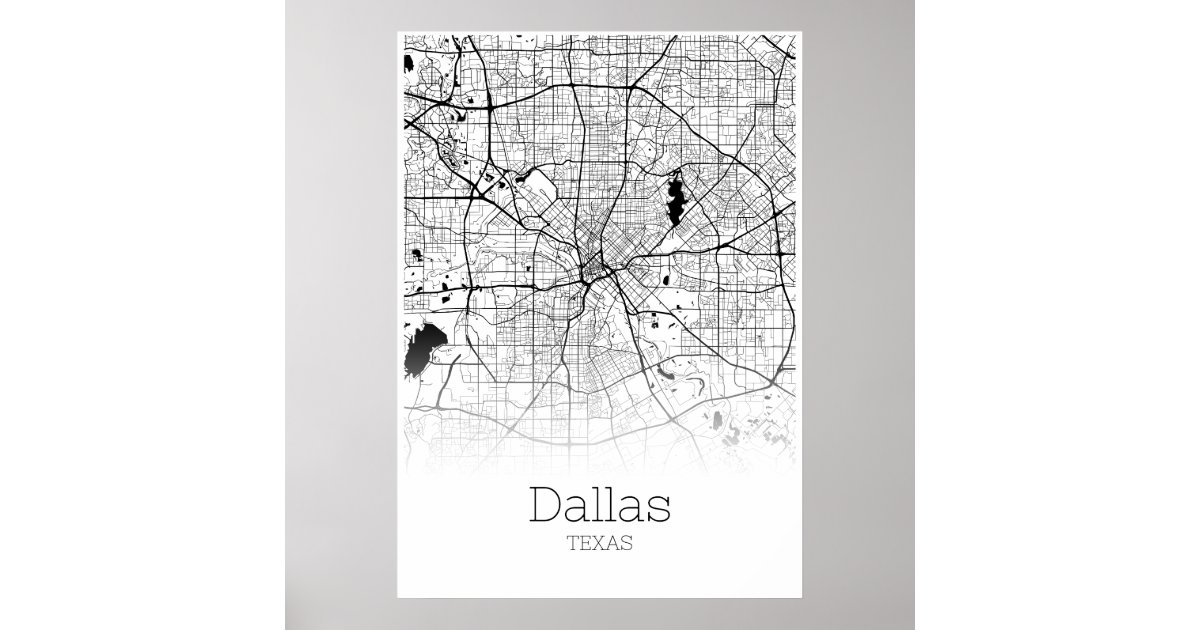 Dallas Map - Texas - City Map Poster | Zazzle