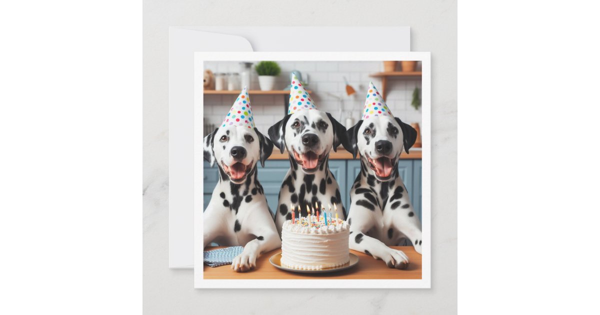 Dalmatian greeting card, Dalmatian birthday Invitation | Zazzle