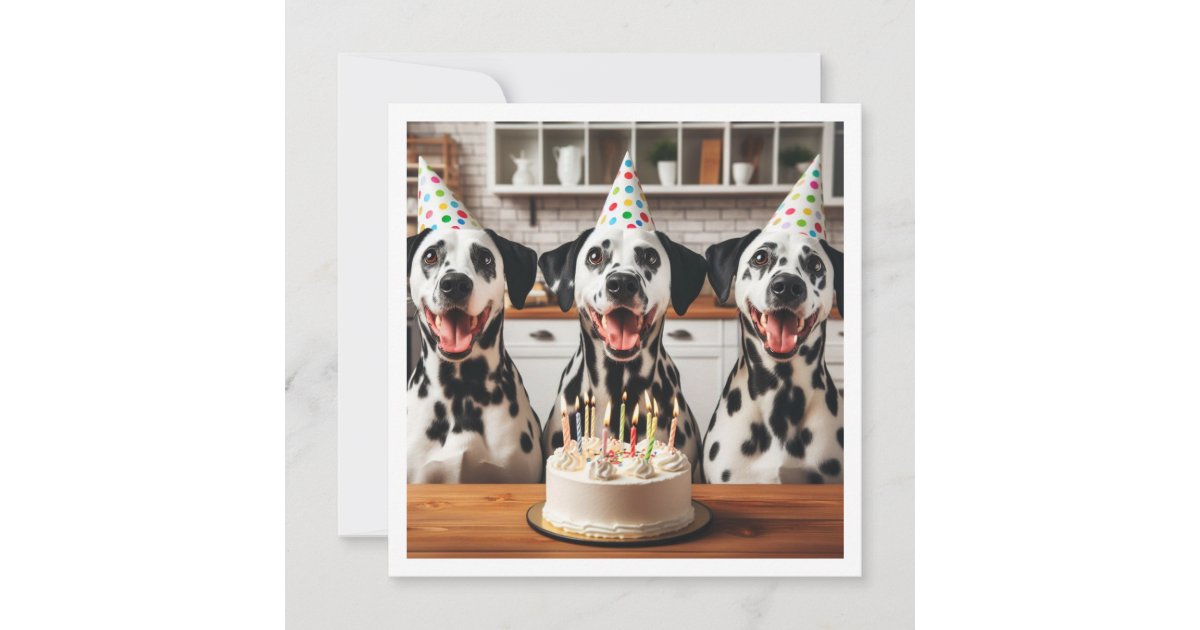 Dalmatian greeting card, Dalmatian birthday Invitation | Zazzle