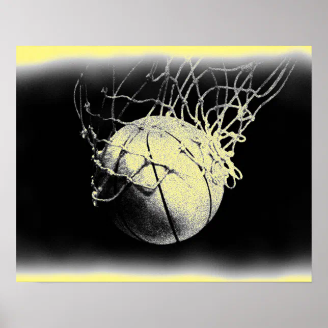 Damaged Old Photo Effect Basketball Poster | Zazzle