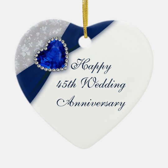 Damask 45th Wedding Anniversary Heart Ornament | Zazzle.co.uk