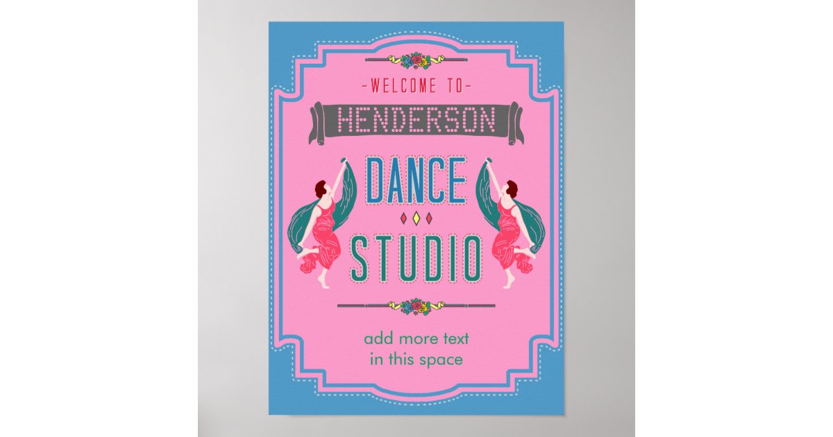 Dance Studio Personalised Name Pink Retro Custom Poster Zazzle dance-studio-personalised-name-pink-retro-custom-poster-zazzle