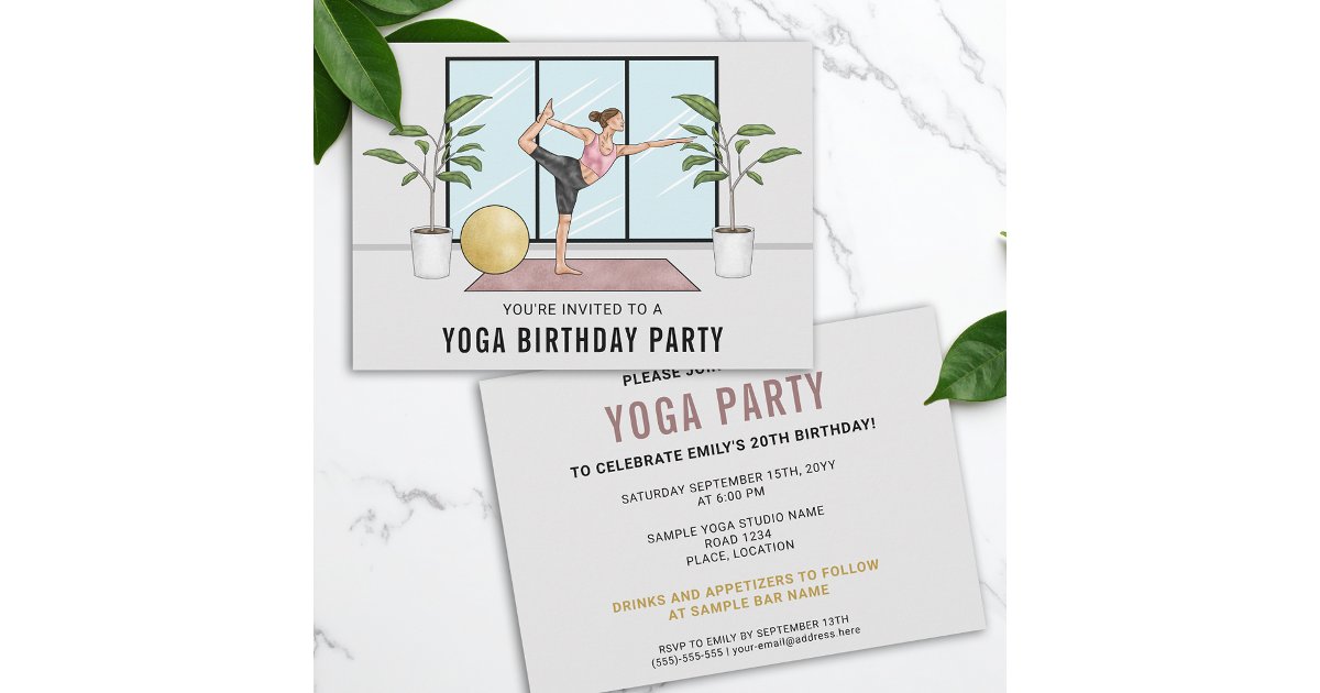 Dancer Pose Fitness Woman Yoga Birthday Party Invitation | Zazzle