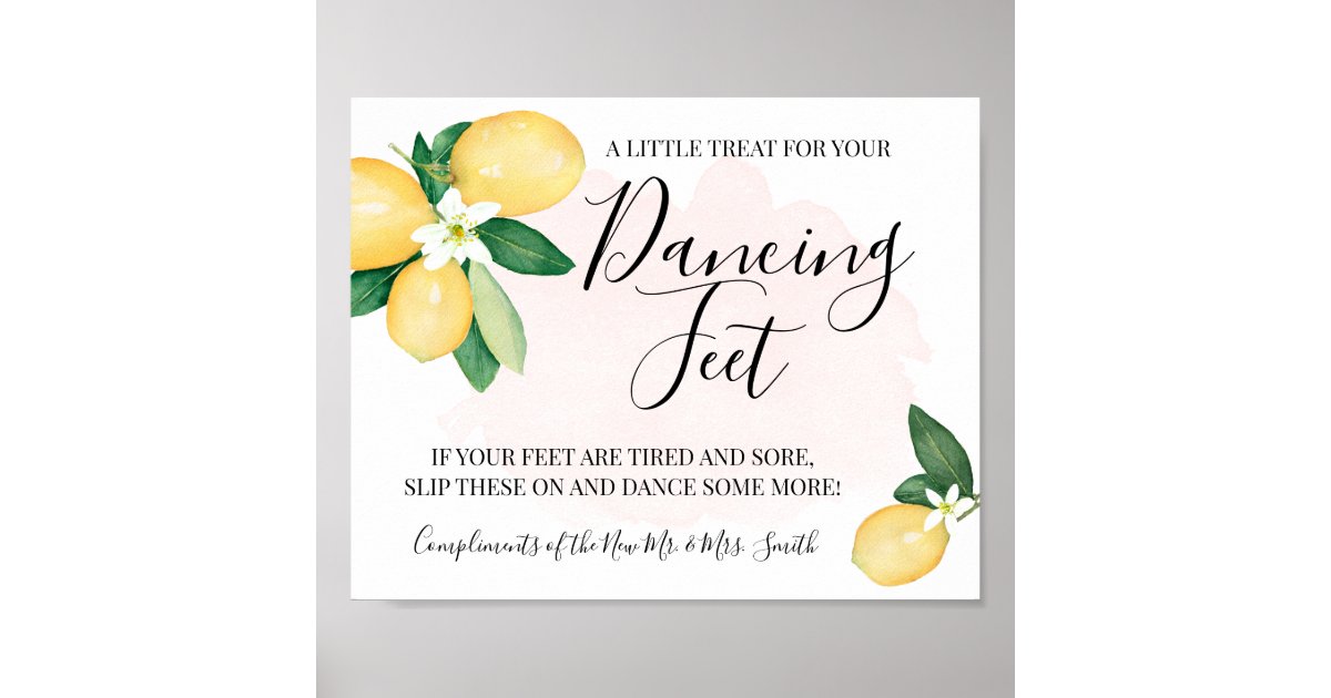 Dancing Feet Sign Flip Flops Wedding Lemons Pink | Zazzle