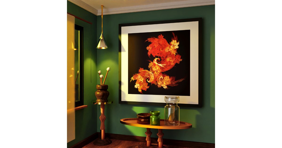 Dancing Firebirds Abstract Art Poster | Zazzle