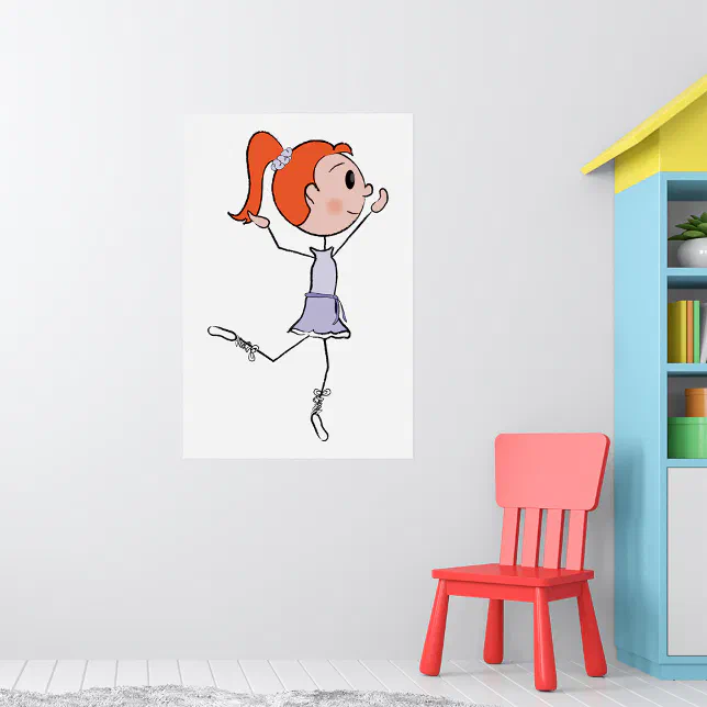 Dancing Princess Cute Ballerina Stick Figure Poster | Zazzle