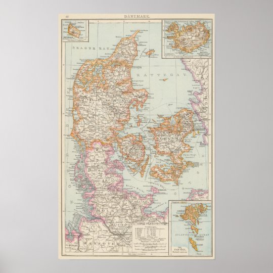 Danemark - Denmark Map Poster | Zazzle.co.uk