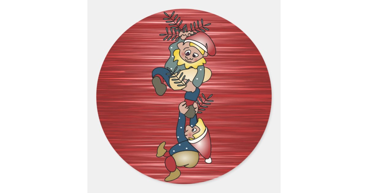 Danish Christmas Elves Classic Round Sticker | Zazzle