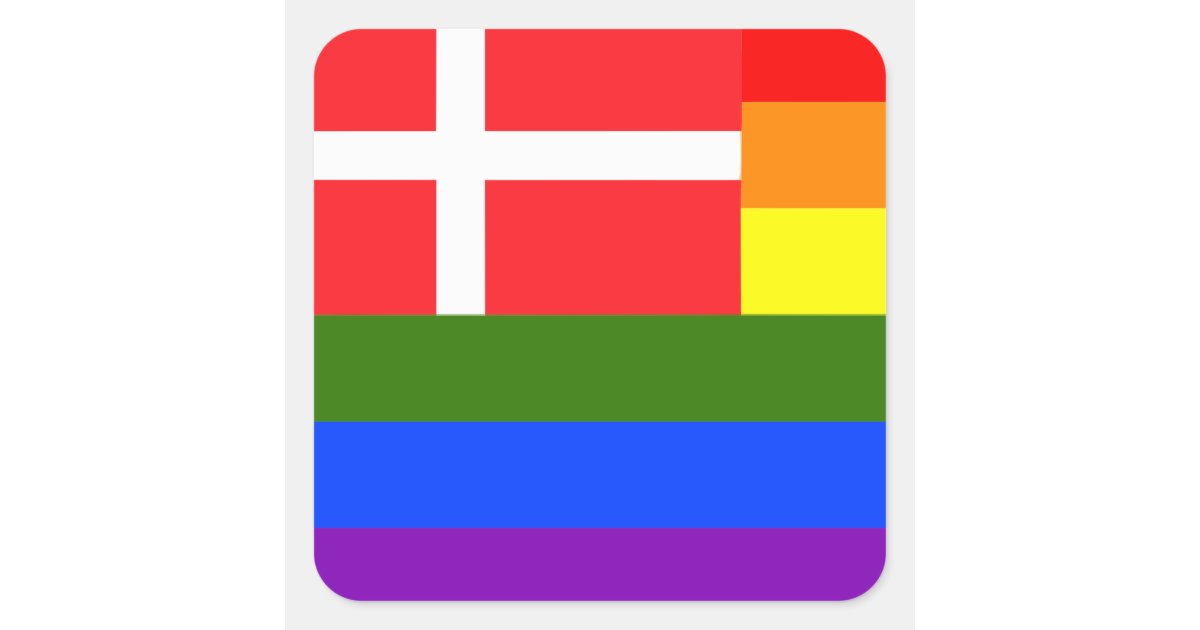 DANISH LGBT RAINBOW FLAG DENMARK PRIDE SQUARE STICKER | Zazzle