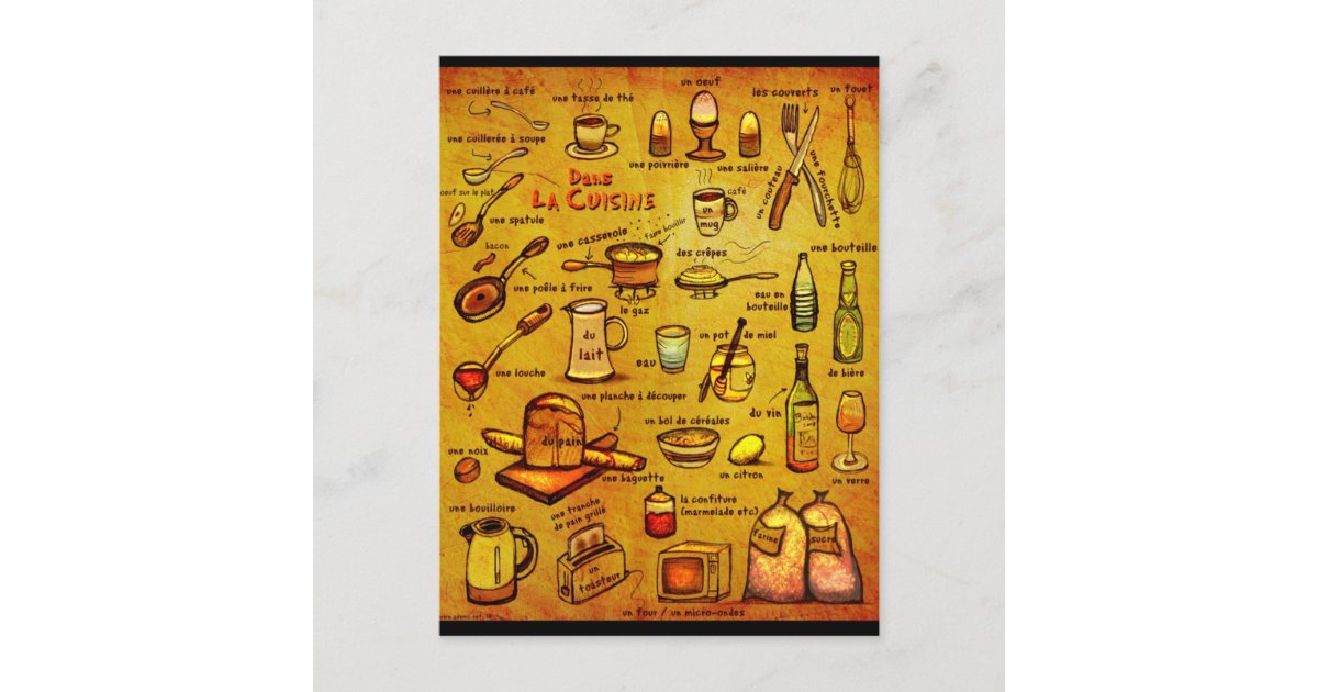 Dans La Cuisine - french vocab card | Zazzle