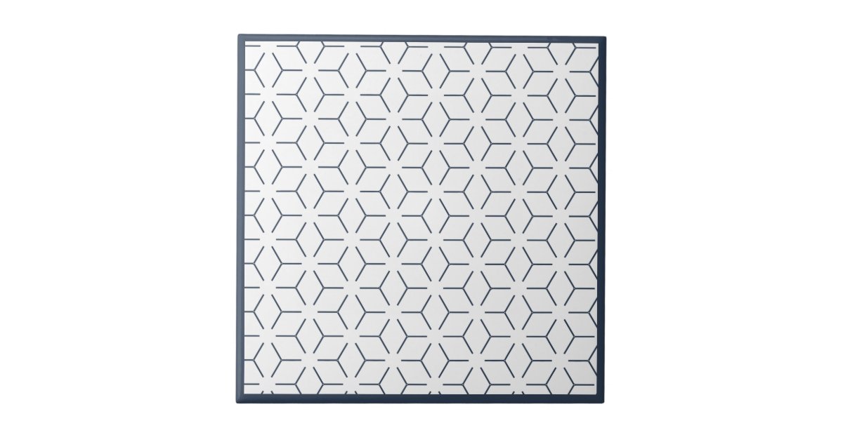 Dark Blue Geometric Pattern Tile | Zazzle