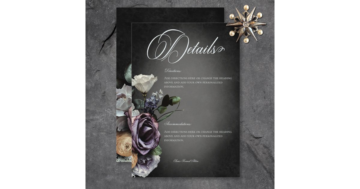 Dark Gothic Mysterious Muted Floral Blur Details Enclosure Card | Zazzle