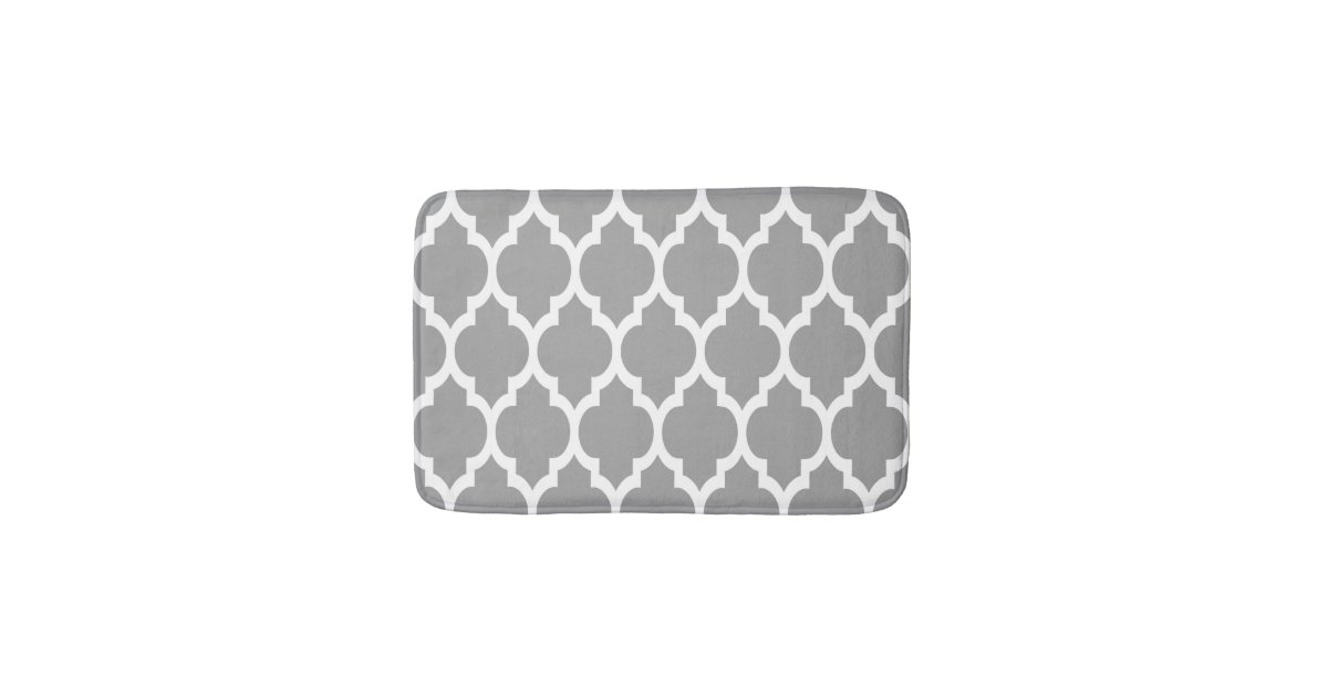 Dark Grey White Moroccan Quatrefoil Pattern 4 Bath Mat Zazzle