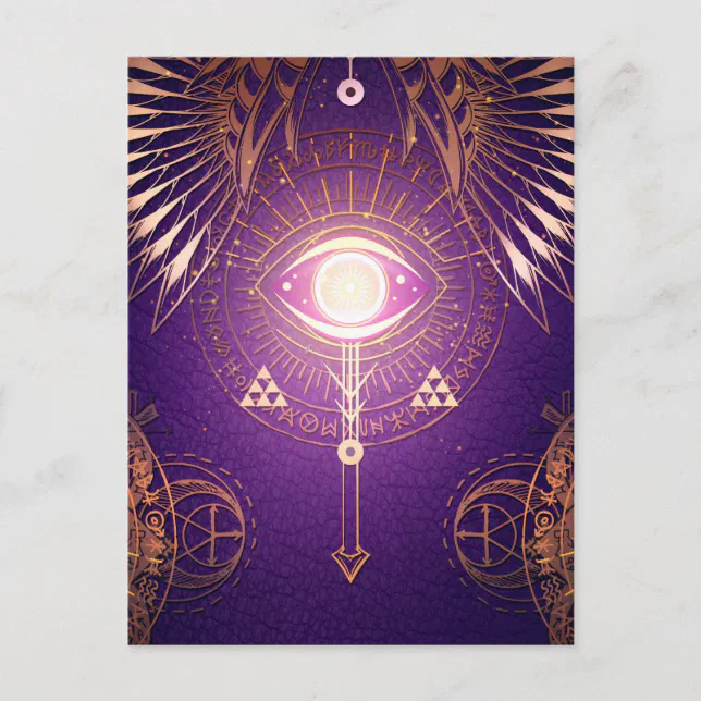 Dark Mystical Eye of Eternity Occult Symbol Purple Postcard | Zazzle