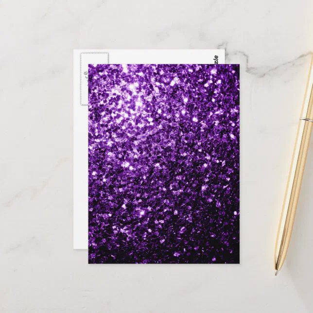 Dark Purple faux shiny glitter sparkles Postcard | Zazzle