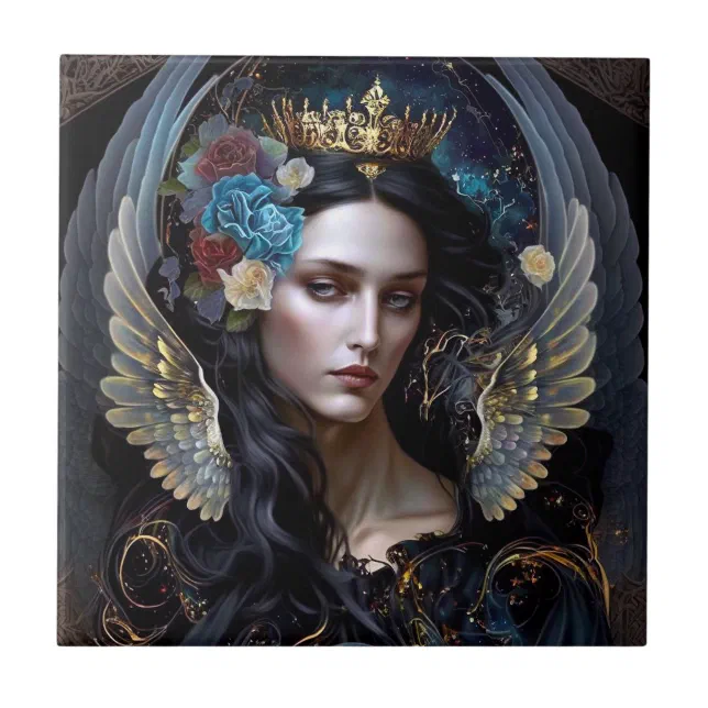 Dark Queen Angel Fantasy Art Tile | Zazzle