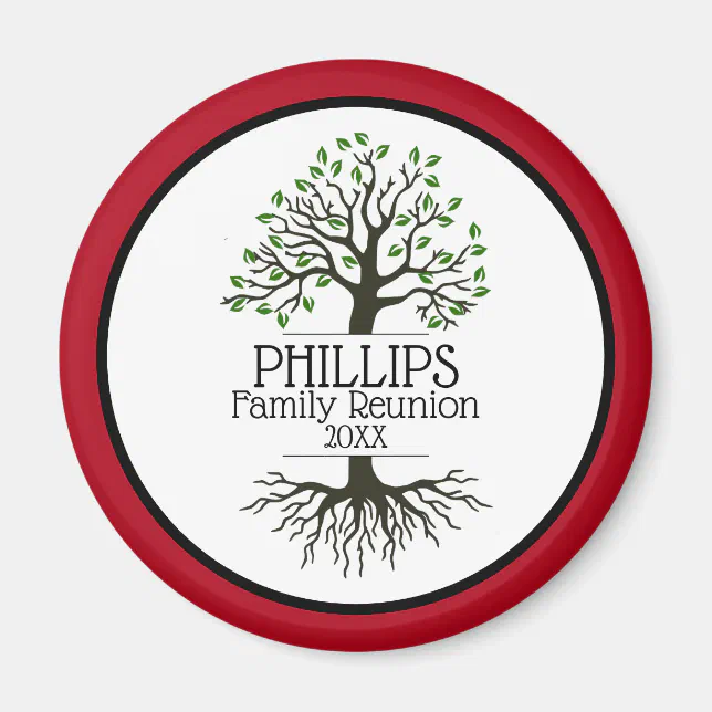 Dark Red Family Tree Family Reunion Magnet | Zazzle
