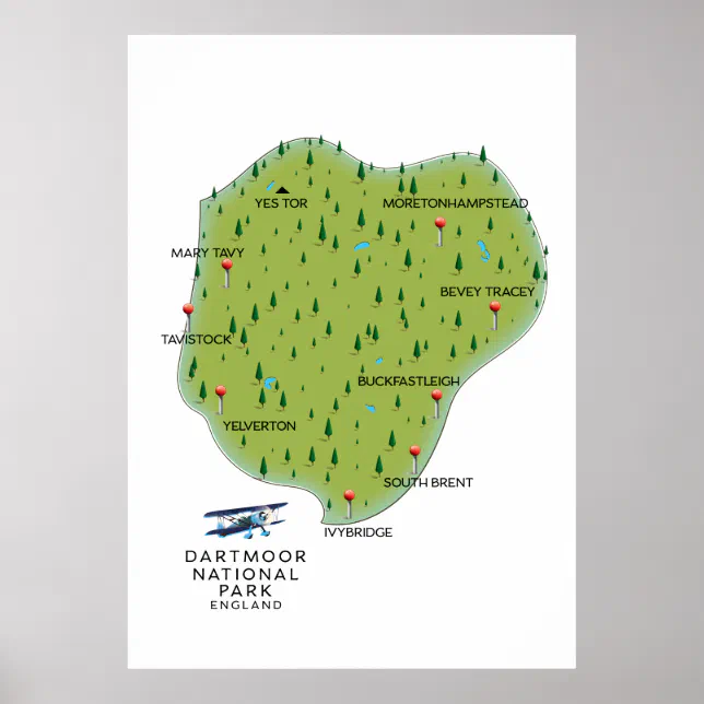 Dartmoor national park England Map Poster | Zazzle