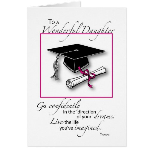 Daughter Graduation Pink Black Greeting Card | Zazzle