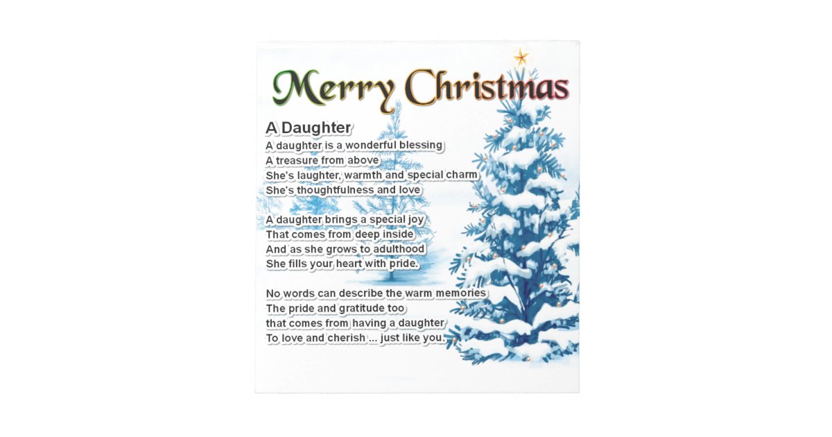 Daughter Poem - Christmas Design Notepad | Zazzle Daughter Poem - Christmas Design Notepad | Zazzle