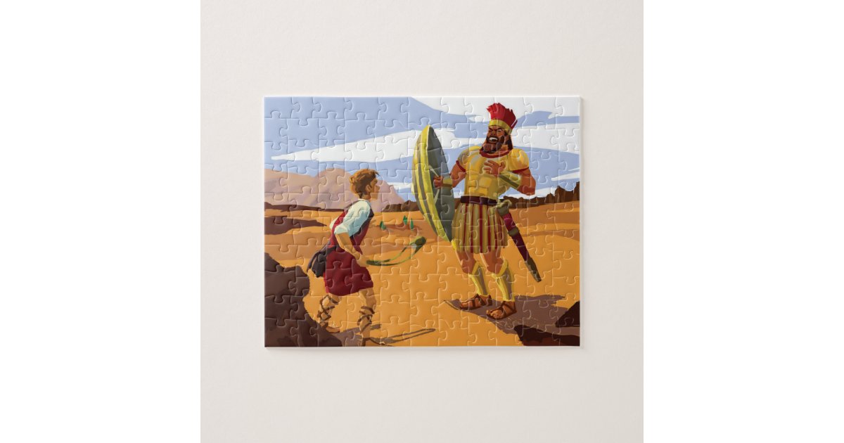 David Prepares to Defeat Goliath with a Sling Shot Jigsaw Puzzle | Zazzle