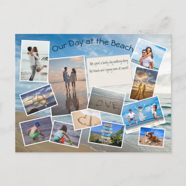Day at the Beach Photo Collage Template Postcard | Zazzle