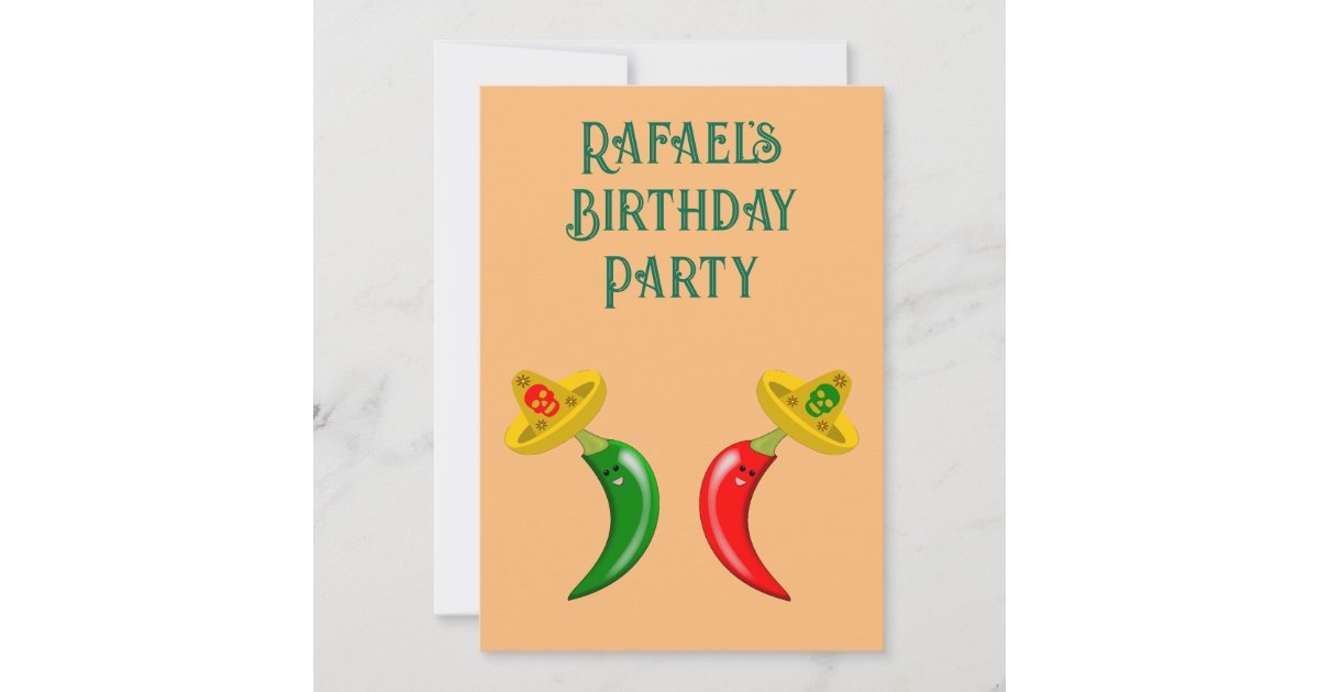 Day of the Dead Mexican Chilis Custom Birthday Invitation | Zazzle