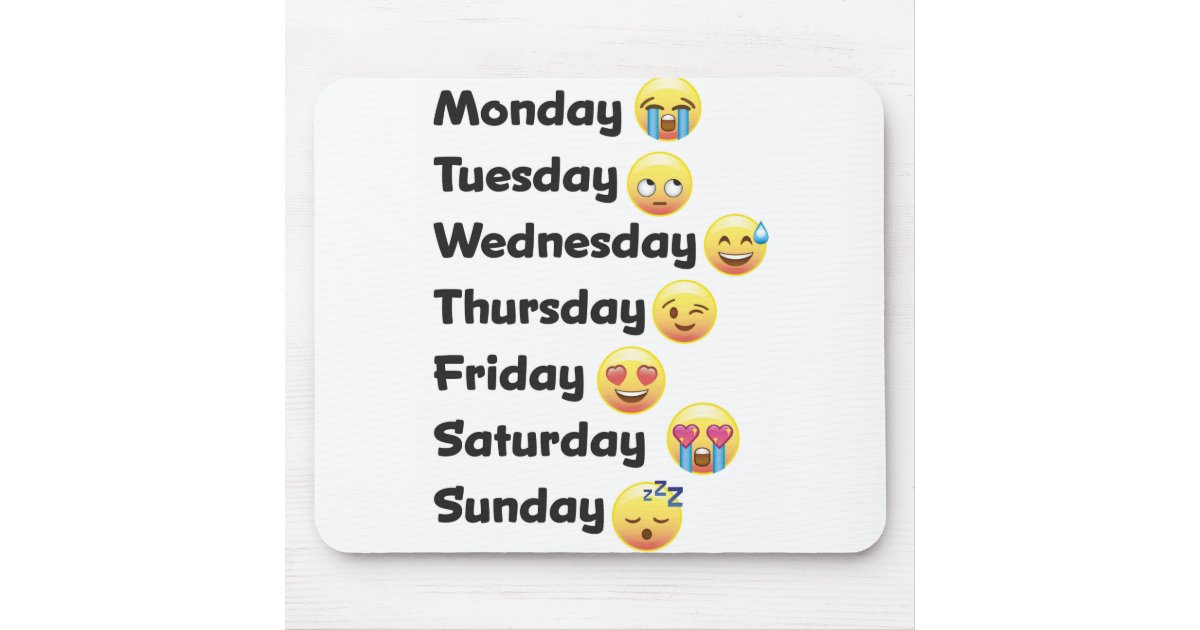Days of the Week Emoji Computer Mouse Pad | Zazzle