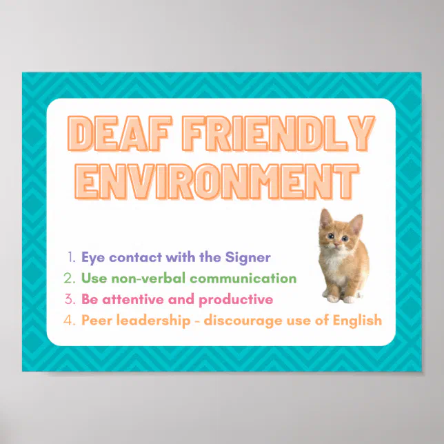 Deaf Friendly Environment - ASL Class Poster | Zazzle