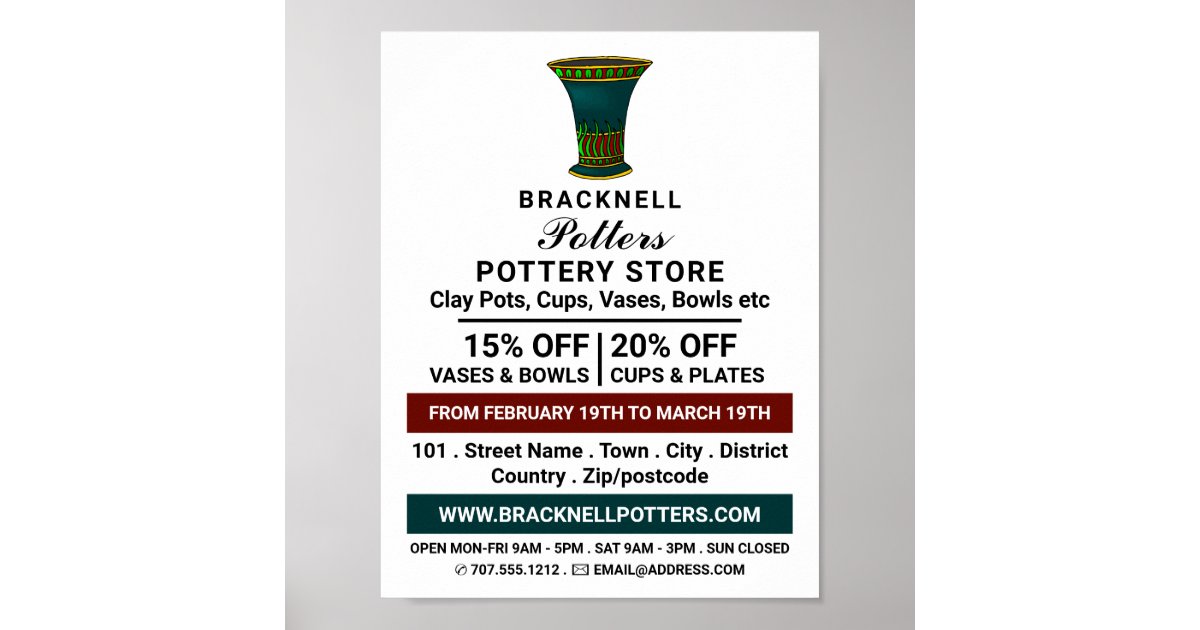 Decorate Vase, Pottery Store, Potters Advert Poster | Zazzle