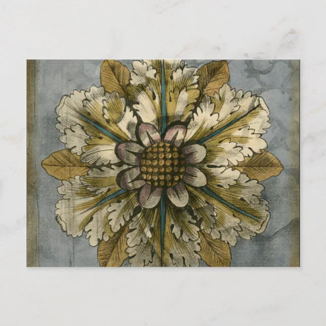 Decorative Demask Rosette on Grey Background Postcard | Zazzle