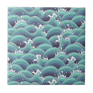 Blue Wave Decorative Ceramic Tiles | Zazzle.co.uk