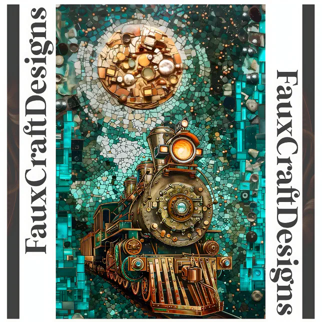 Decoupage Fantasy Steampunk Train Faux Mosaic 066 Tissue Paper | Zazzle