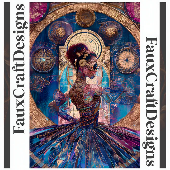 Decoupage Steampunk Ballerina Blue Faux Mosaic 060 Tissue Paper | Zazzle